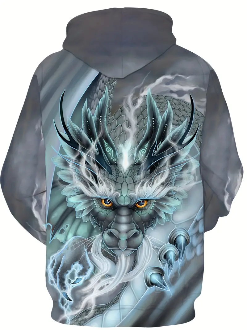 Mikina S Kapucí Dragon Print, Cool Mikiny Pro Muže – Balando.cz
